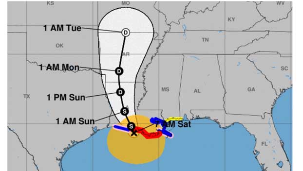 Tropical Storm Barry strengthens to near-hurricane, shifts track ...