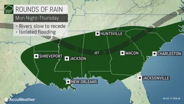 Rain to drench South this week, exacerbating already flooded areas ...